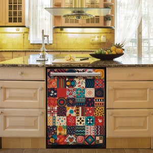 Farmhouse Refrigerator Wrap Side by Side Retro Style Patchwork Fridge ...