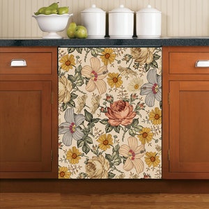 MINI Fridge Wrap Floral, Boho Fridge Vinyl Cover, Mini Fridge Decal ...