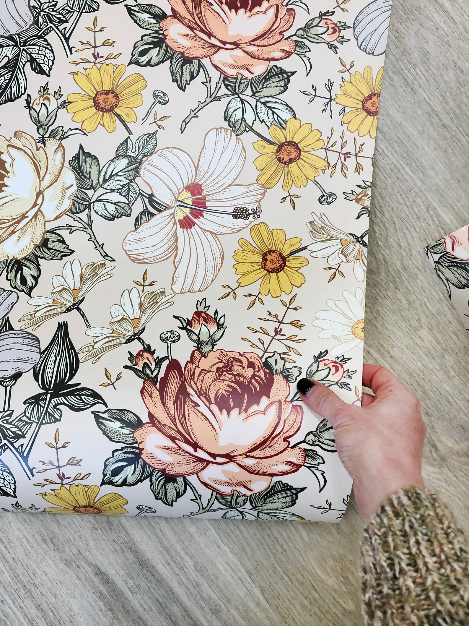 Boho Fridge Wrap Vintage Floral Refrigerator Wrap Vinyl Side by Side ...