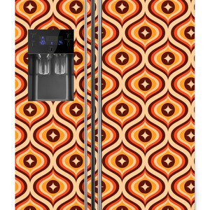 Retro Pattern Fridge Wrap Vintage Refrigerator Wrap Vinyl Side by Side ...