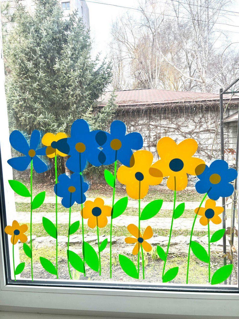 Spring Flower Window Decals, Floral Easter Shop Retail Window Display ...