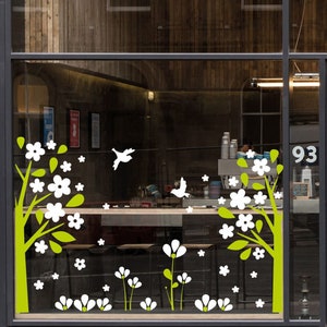 Spring Window Decals, Blossom Tree Flowers Shop Retail Window Display ...