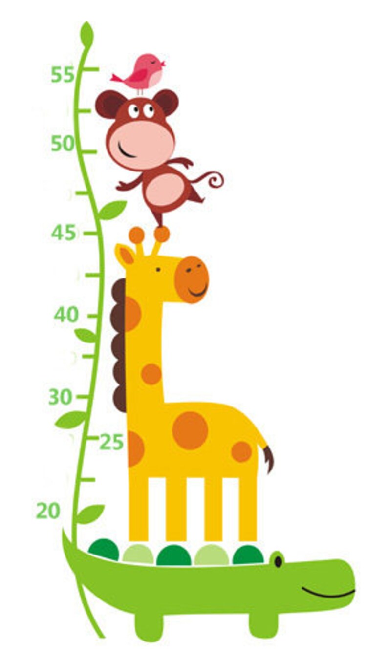 Growth Chart Jungle, Jungle Wall Decals, Height Chart, Vinyl Growth ...