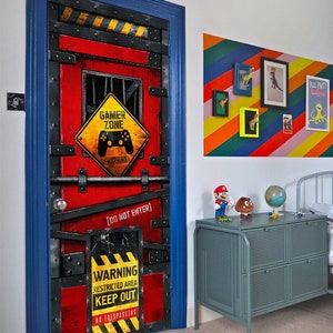 Game Room Door Mural, Door Wrap, Metal Door Mural for Boys Room, Door ...