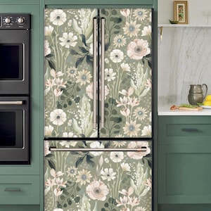 Fridge Wrap Floral Vinyl, Refrigerator Wrap Side by Side Top Bottom ...
