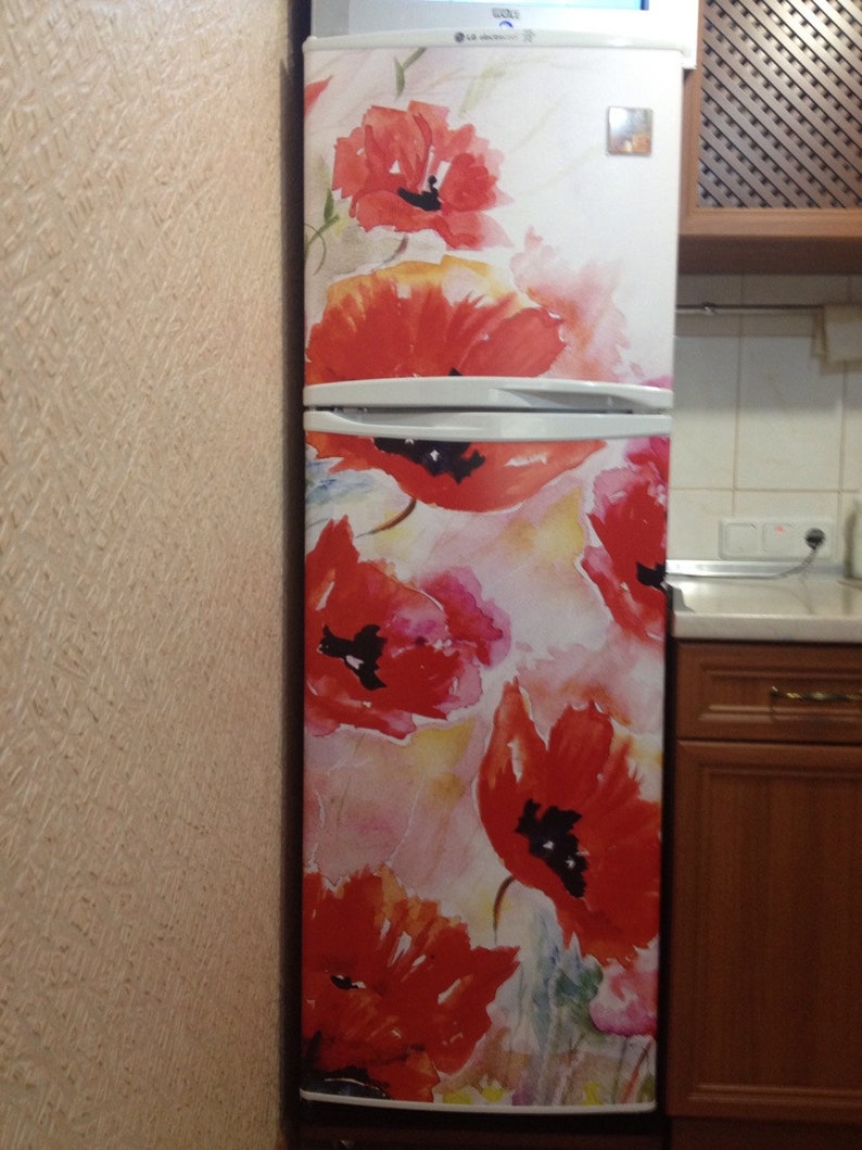 Fridge Decal Flowers Fridge Wraps Red Fridge Decals Fridge - Etsy