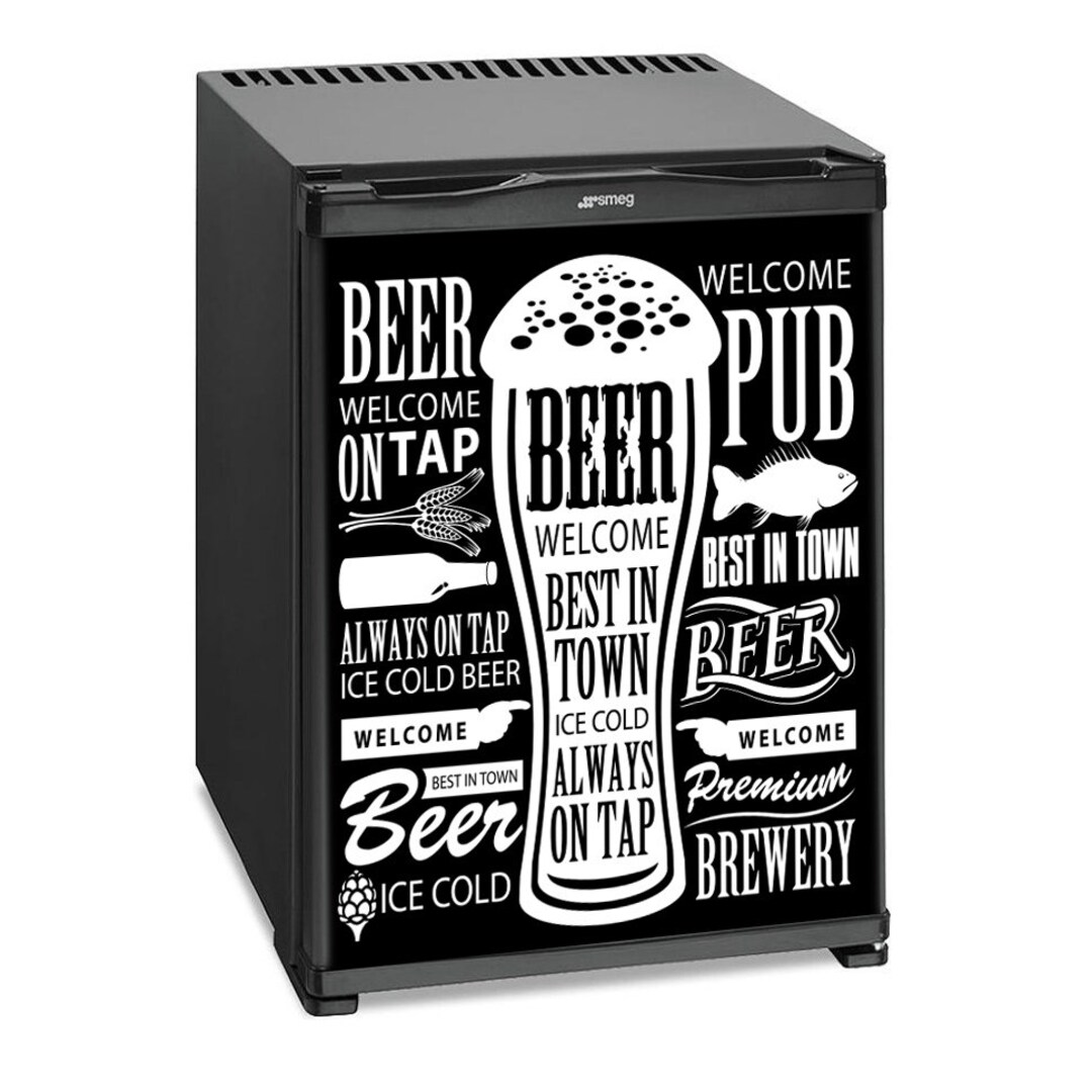 Beer Fridge Wrap MINI Fridge Decal for Beer Lovers, Black Beer Decal ...
