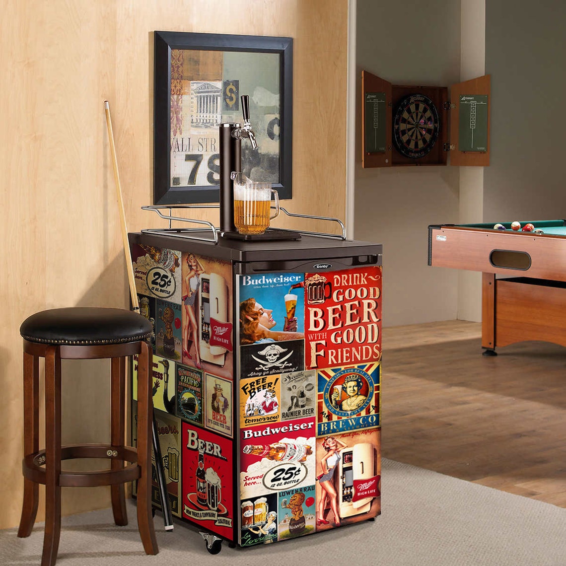 Mini Beer Fridge Retro Labels Wrap Man Cave Mini Fridge Decal | Etsy