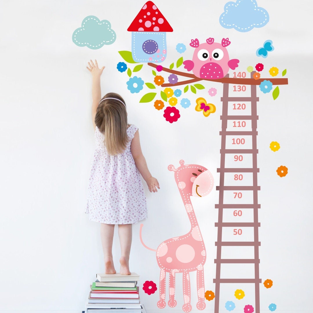 Growth Chart Wall Decal for Girls Room, Height Growth Chart Vinyl ...
