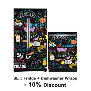 Fridge Wrap Foody, Refrigerator Wrap Vinyl, Black Fridge Decal French ...