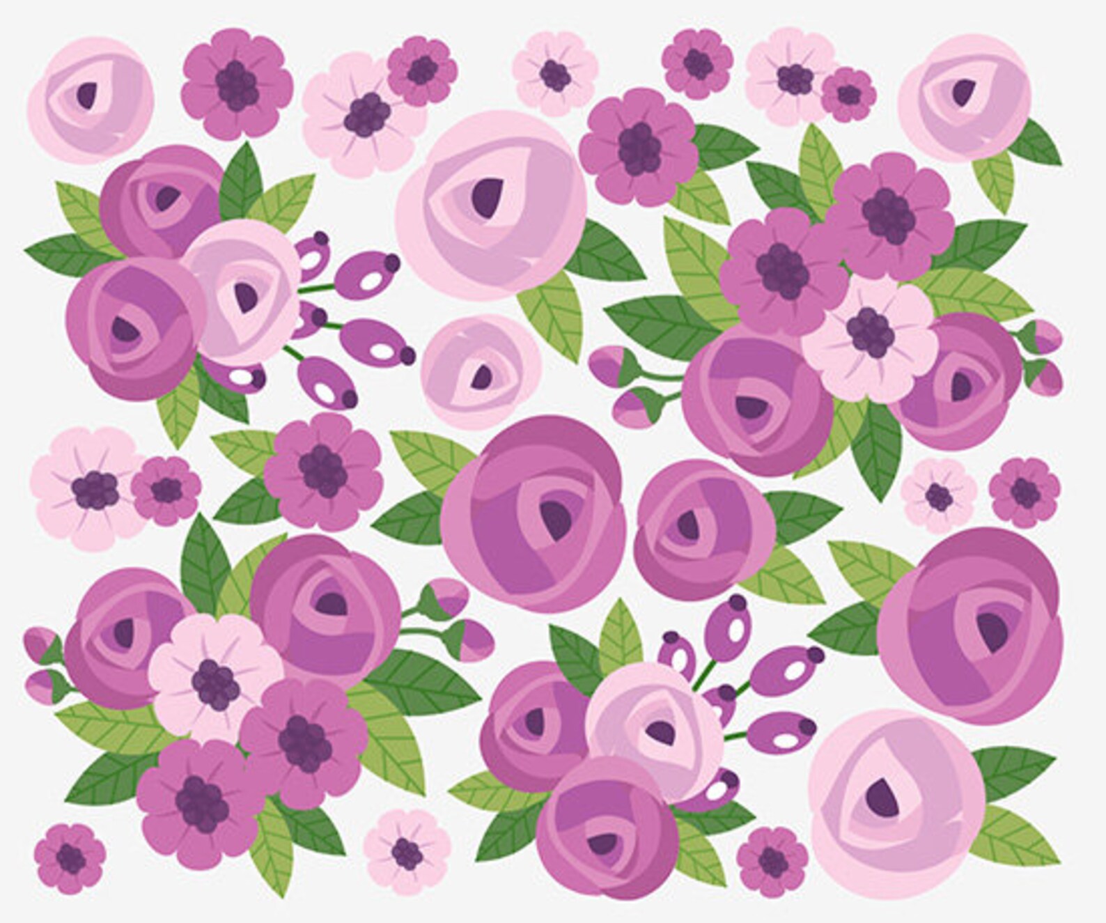 Floral Wall Decals, Flowers Wall Decals, Rozes Wall Decals, Pastel ...