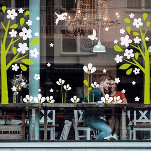 Spring Window Decals, Blossom Tree Flowers Shop Retail Window Display ...