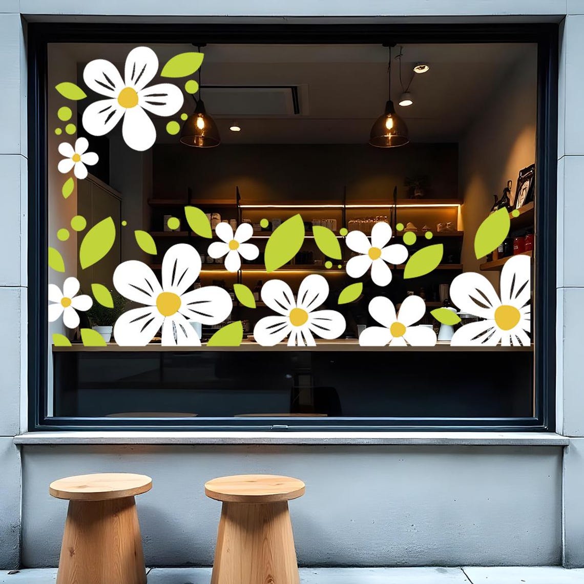Spring Flower Window Decals, Floral Easter Shop Retail Window Display ...