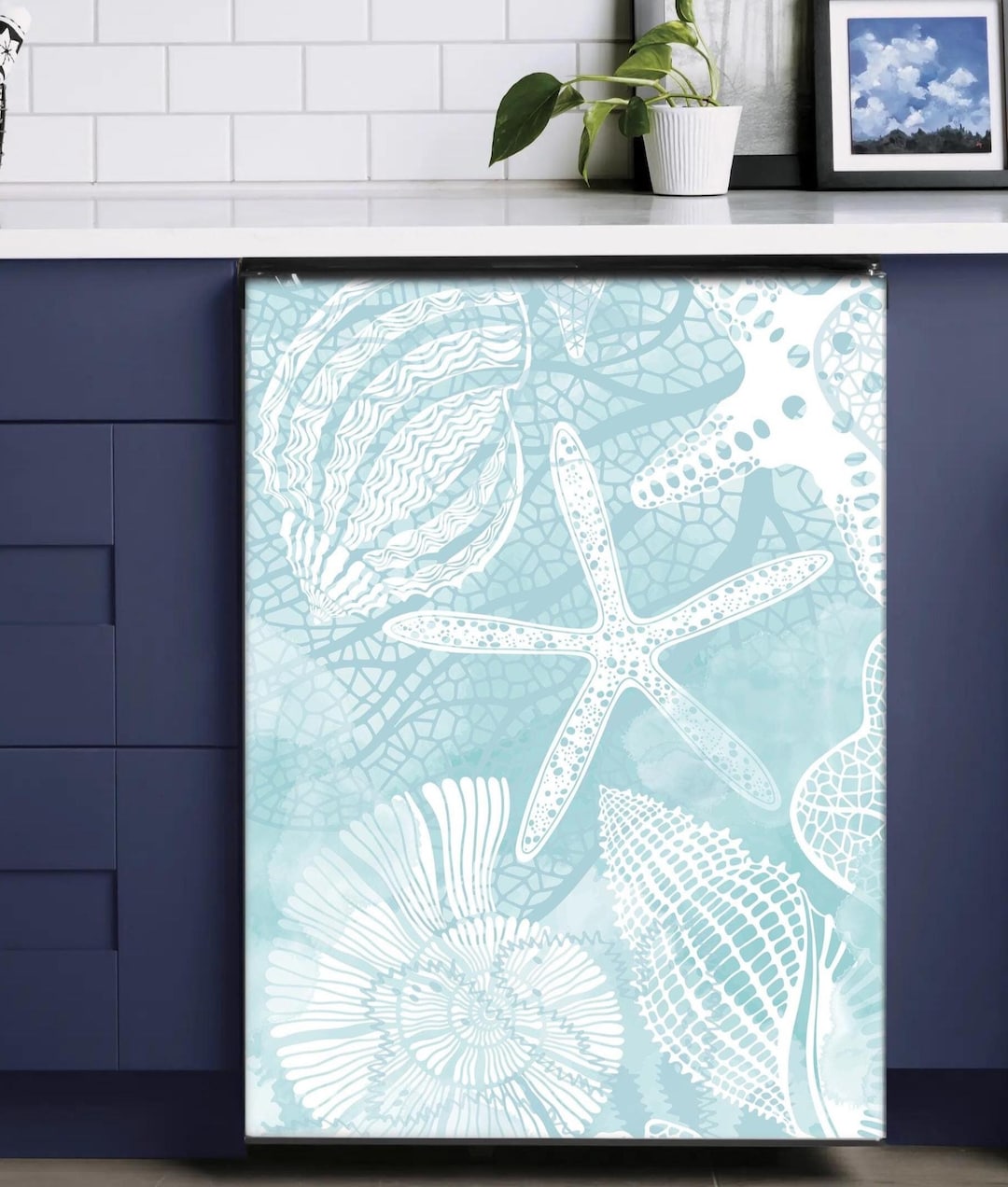 Dishwasher Wrap Magnet Cover Coastal, Tropical Kitchen Dishwasher Cover ...