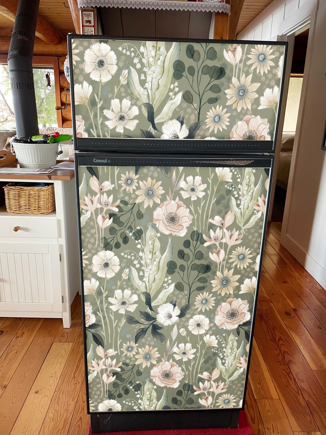 Fridge Wrap Floral Vinyl, Refrigerator Wrap Side by Side Top Bottom ...