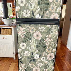 Fridge Wrap Floral Vinyl, Refrigerator Wrap Side by Side Top Bottom ...