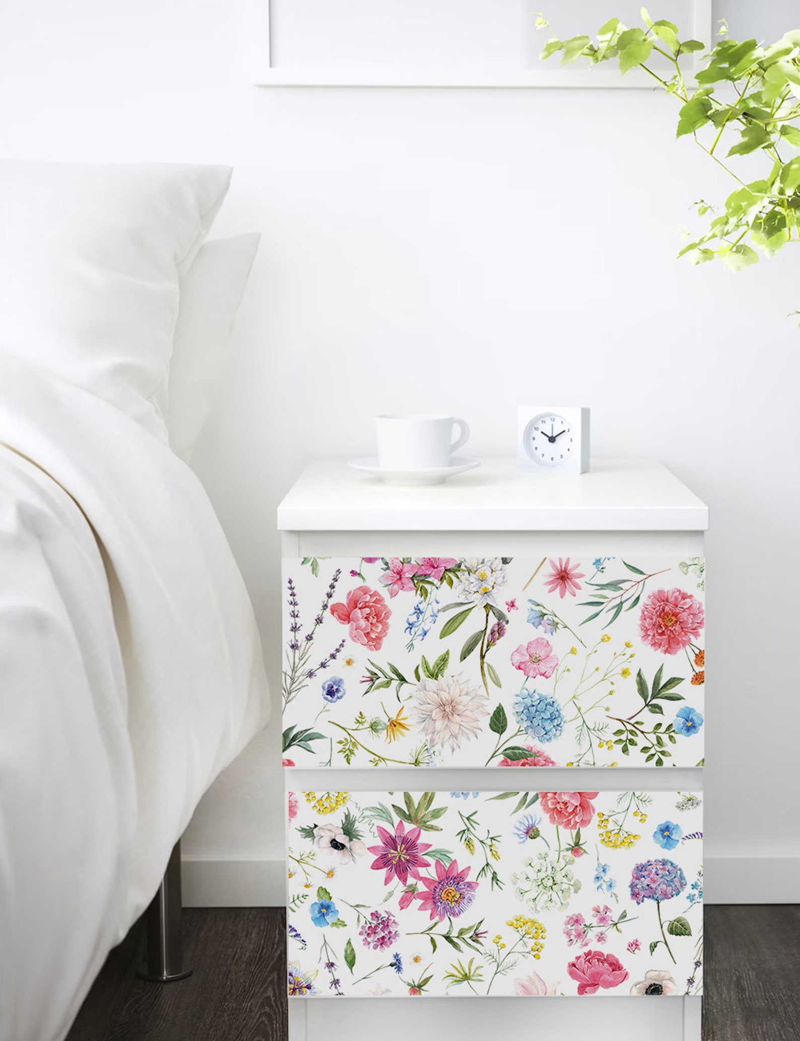 IKEA Malm Dresser Decal for Girls Floral, Dresser for Nursery Self ...