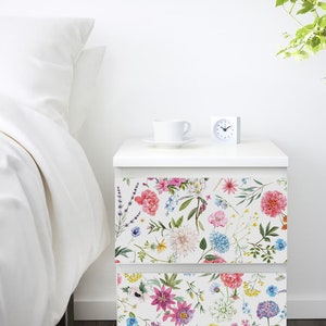 IKEA Malm Dresser Decal for Girls Floral, Dresser for Nursery Self ...