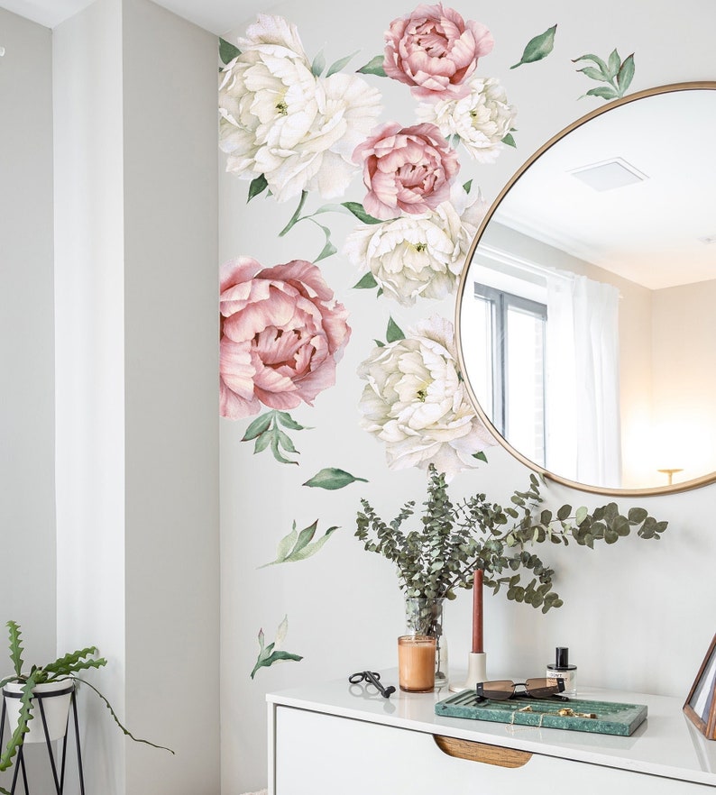 Peony Wall Decal Flower Wall Decal Floral Wall Decals Peony - Etsy