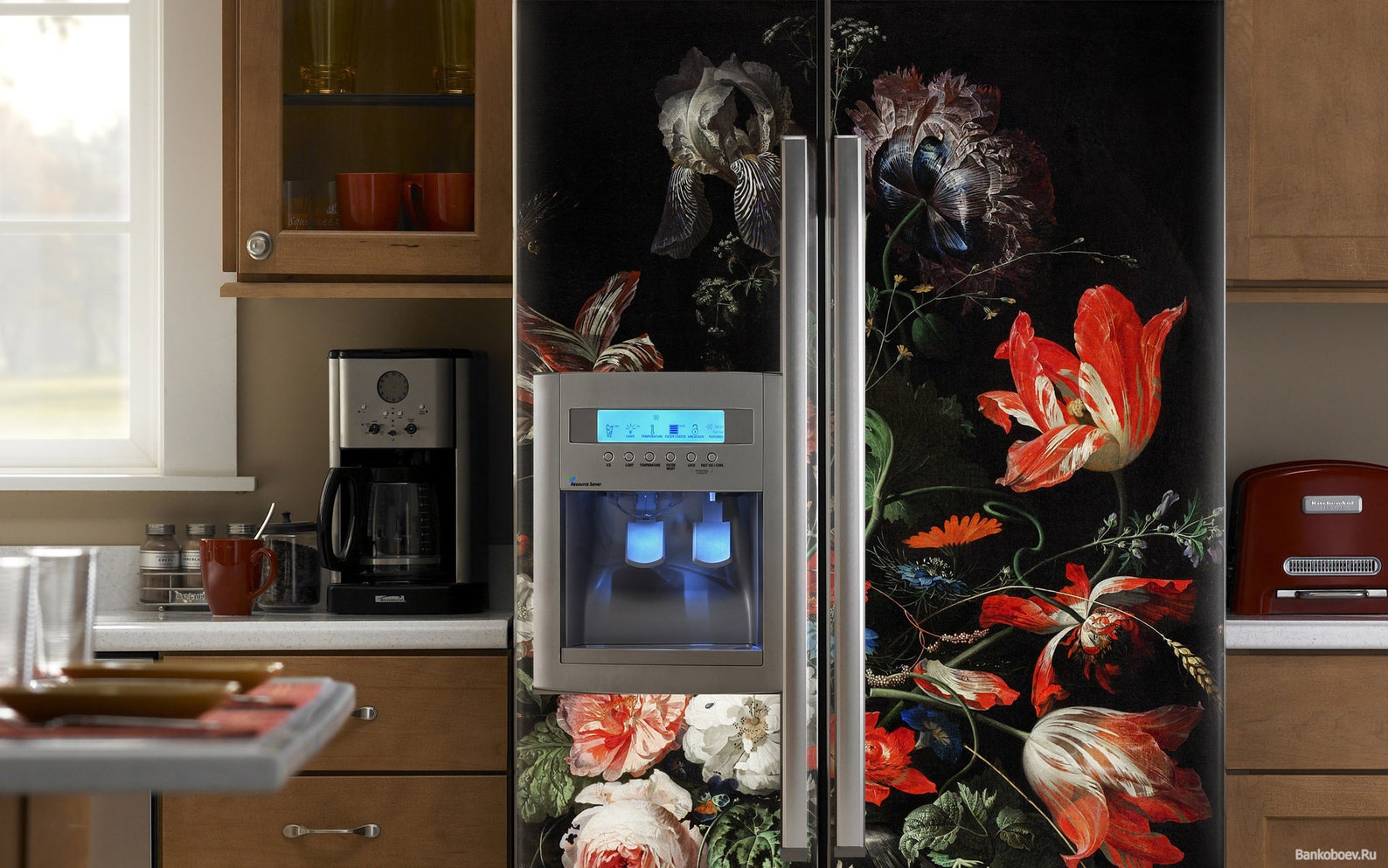 Refrigerator Wrap Vintage Floral Retro Fridge Wrap Vinyl Side - Etsy