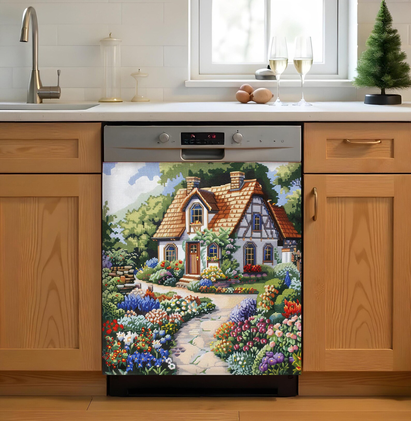 Dishwasher Magnet Cover Embroidery, Rustic Kitchen Dishwasher Cover ...