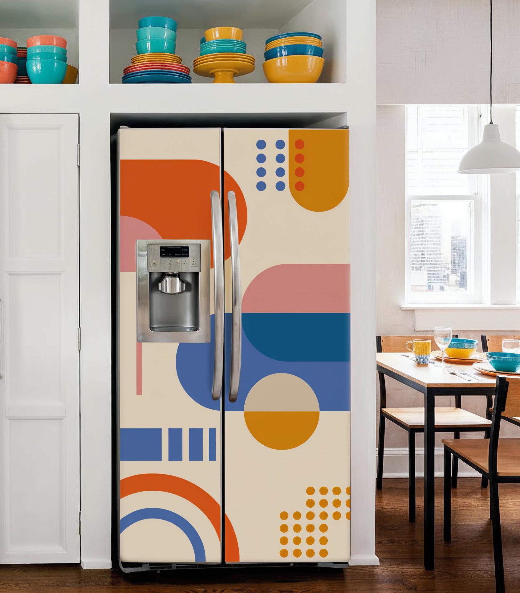 Geometric Fridge Wrap Boho Refrigerator Wrap Vinyl Side by Side ...