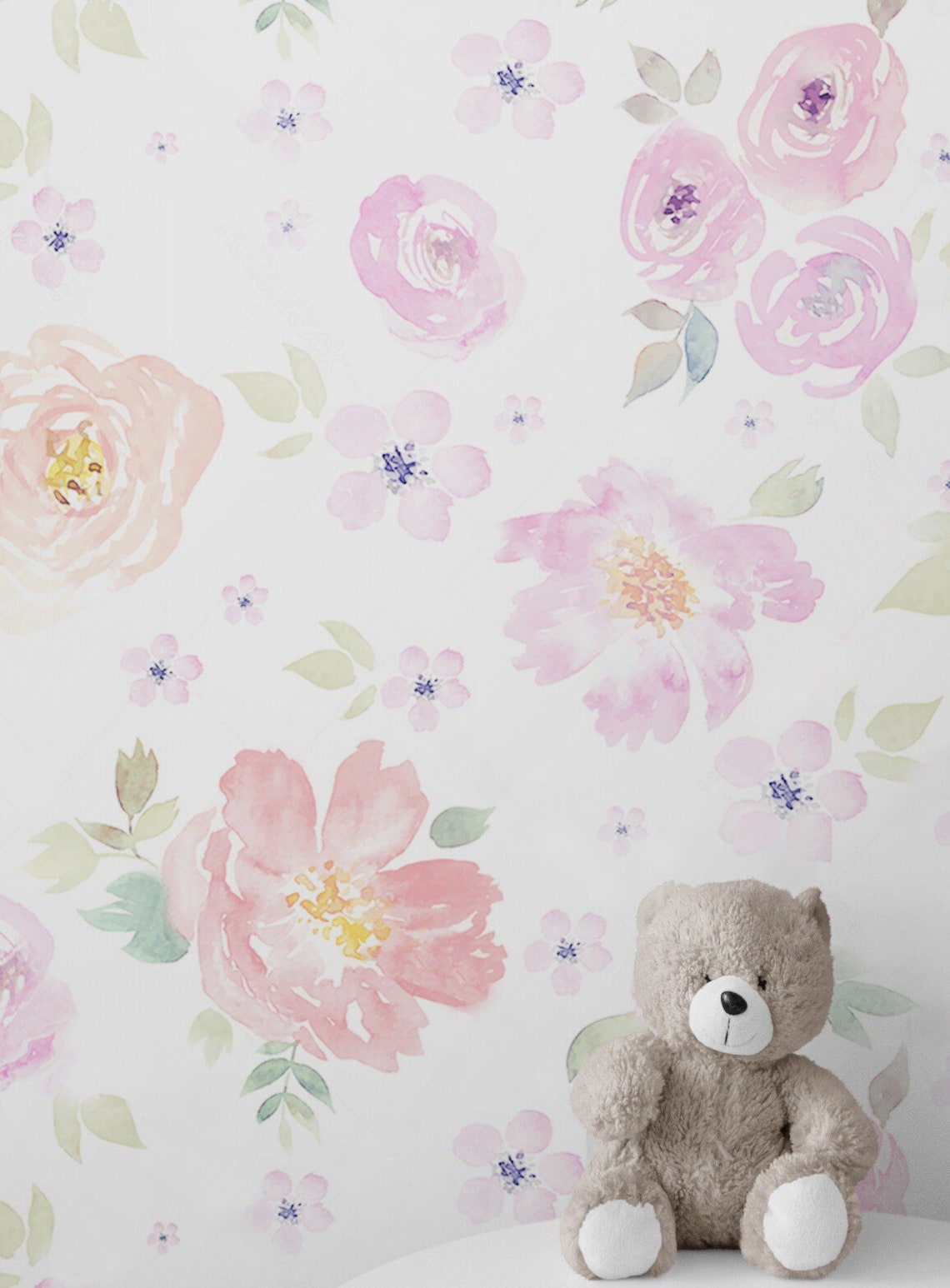 Pink Floral Wallpaper Nursery Flower Wallpaper Peel & Stick - Etsy