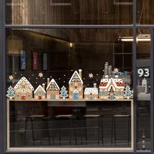 Christmas Window Decals, Shop Retail Window Display Gingerbread Village ...