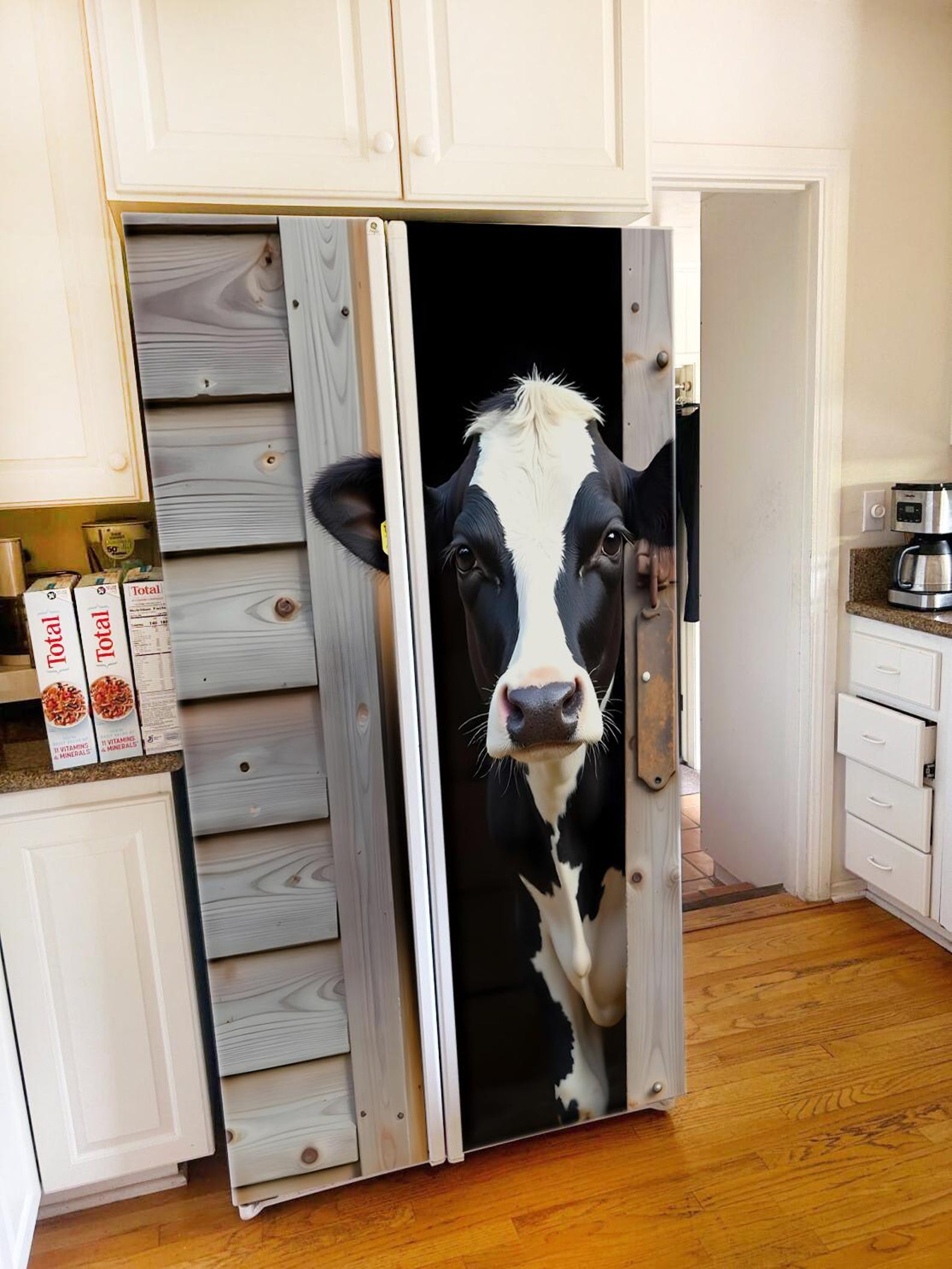 Cow Barn Fridge Wrap, Farmhouse Refrigerator Wrap Vinyl Side by Side ...