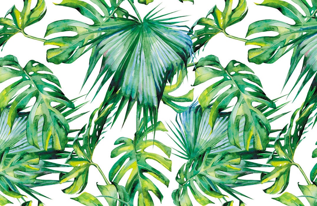 Tropical Wall Mural Palm Leaves Wallpaper Tropical Leaves | Etsy