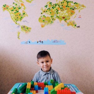 World Map Wall Decal, World Map for Kids, World Map Sticker for Kids ...