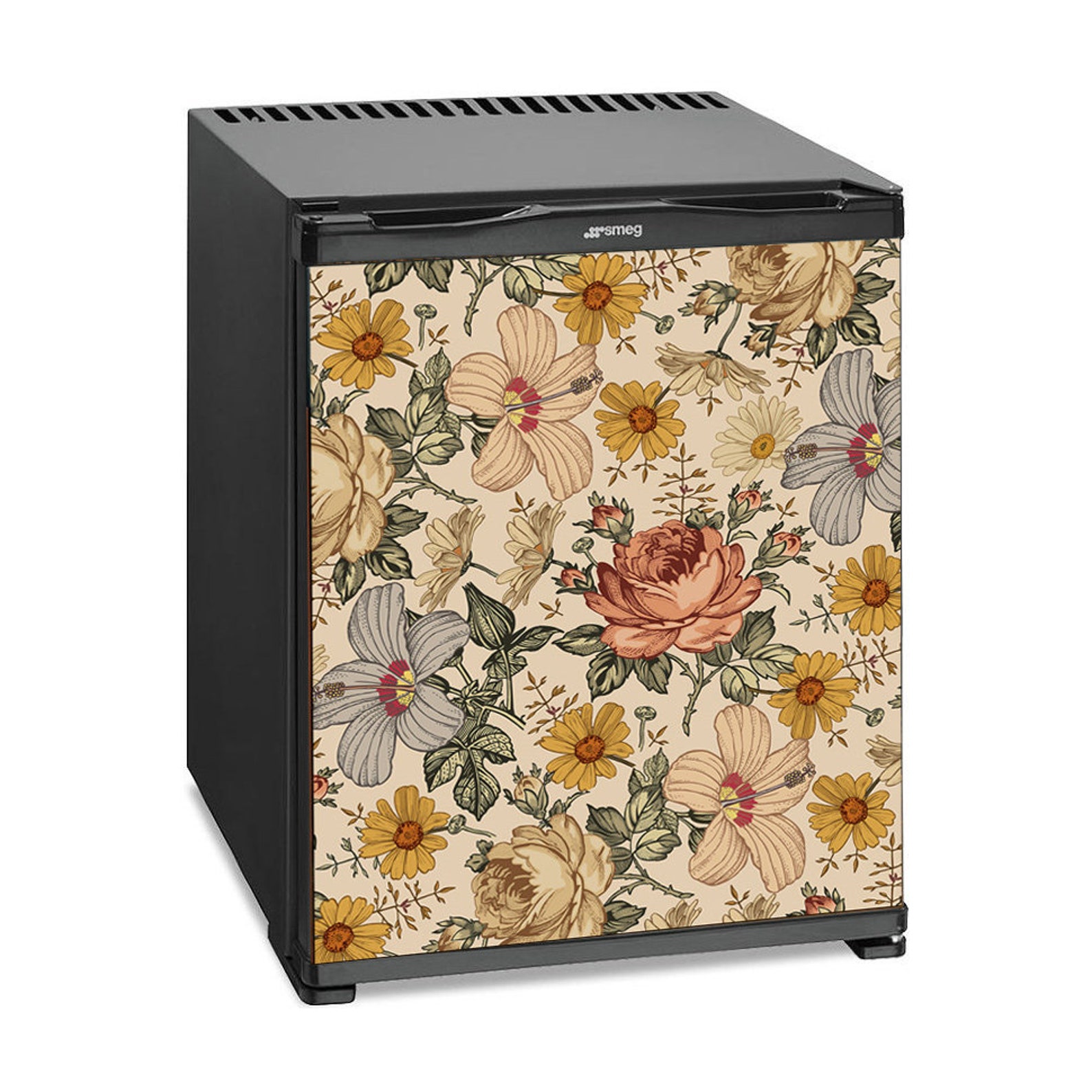 MINI Fridge Wrap Floral, Boho Fridge Vinyl Cover, Mini Fridge Decal ...