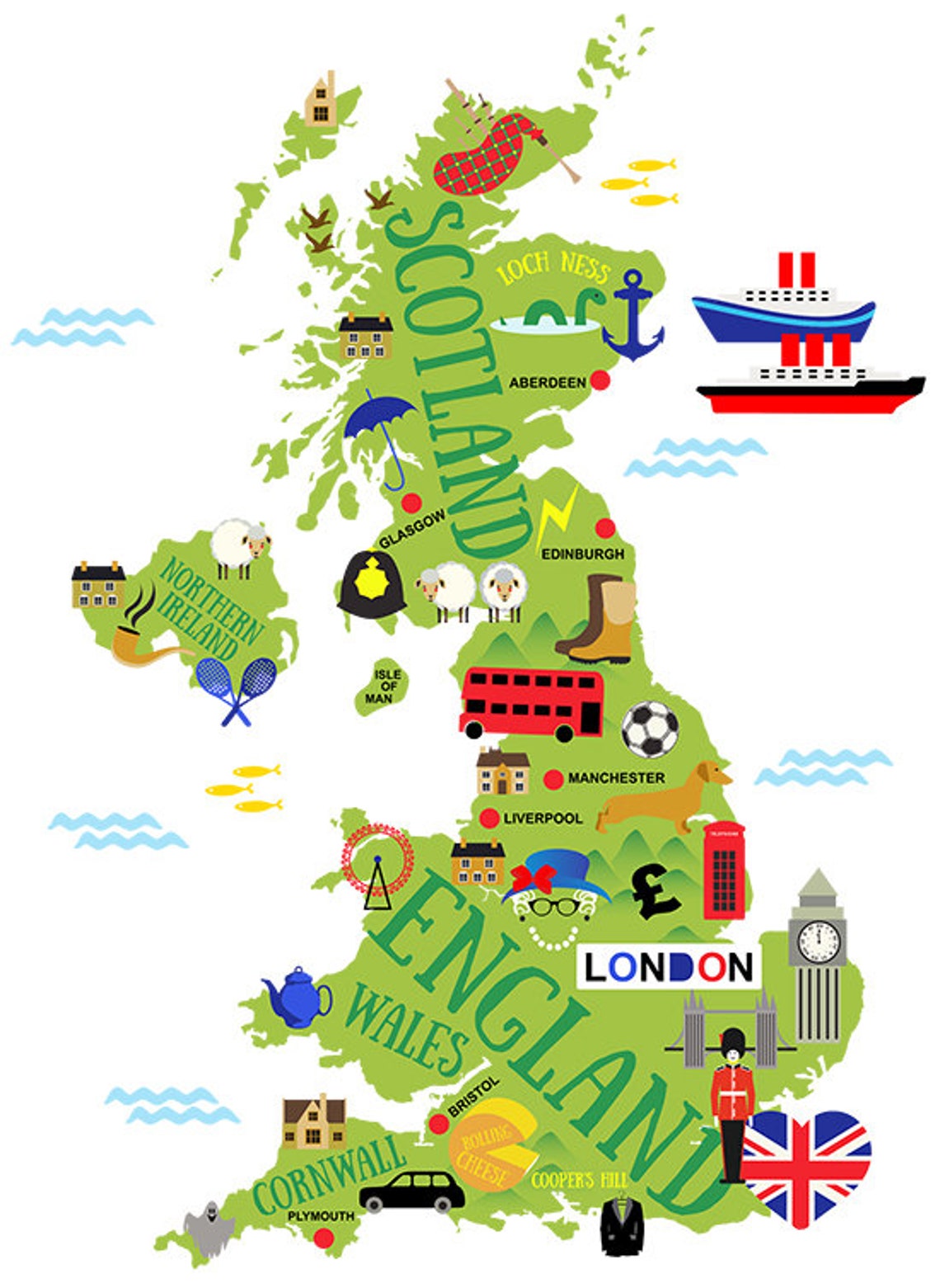 England Map Wall Decal England Map for Classroom Peel&stick - Etsy UK