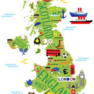 England Map Wall Decal, England Map for Classroom, Peel&stick England ...