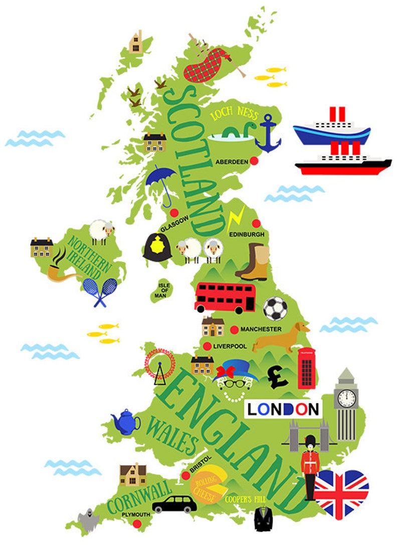 England Map Wall Decal England Map for Classroom Peel&stick - Etsy