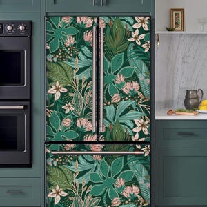 Fridge Wrap Tropical Refrigerator Wrap Vinyl Side by Side Fridge Decal ...