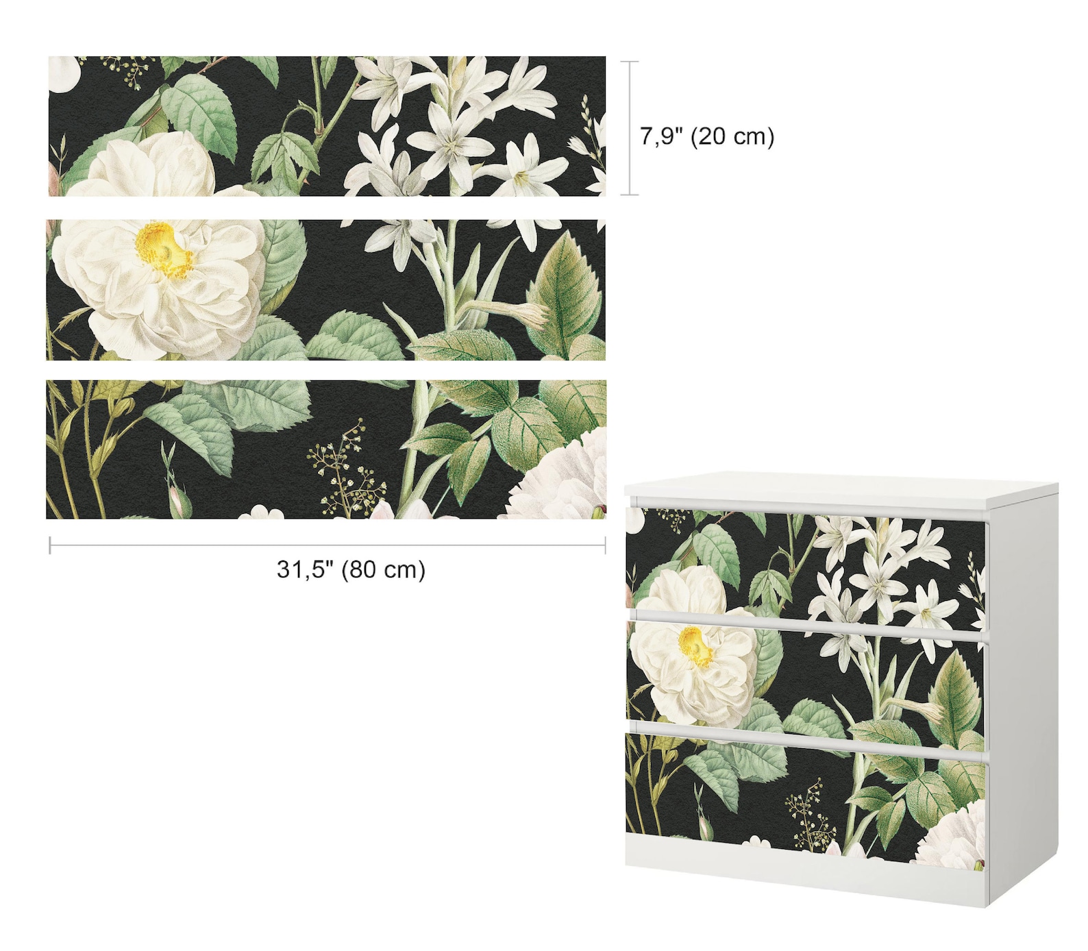 IKEA Malm Dresser Decal, Ikea Dresser Stickers, Malm decal, Malm ...