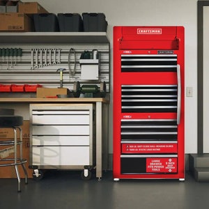 Toolbox Refrigerator Wrap Craftsman, Red Toolbox Fridge Wrap, Garage ...