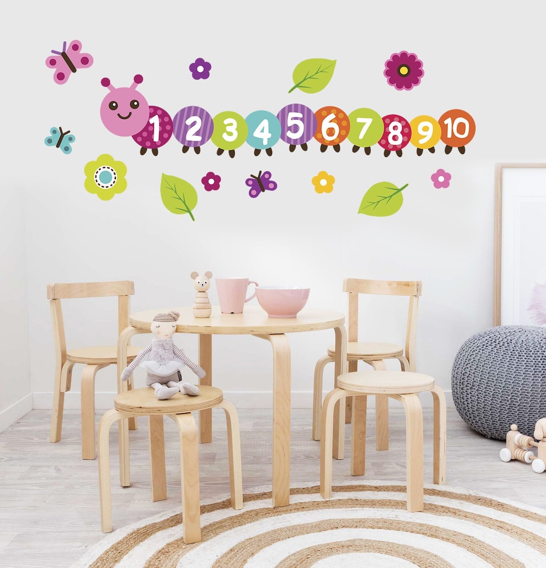 Counting Сaterpillar Wall Decal, Preschool Classroom Vinyl Decor, Kids ...
