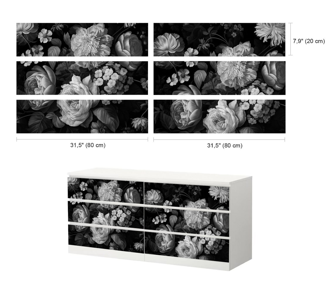 IKEA Malm Dresser Decal, Ikea Dresser Stickers, Malm decal, Malm ...
