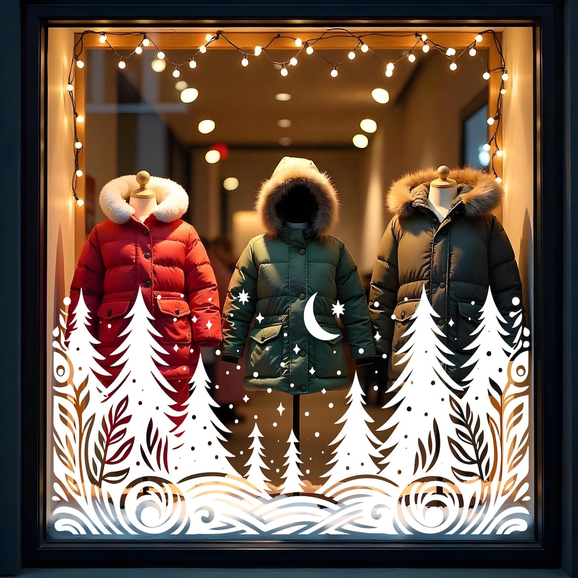 Christmas Tree Window Decals, Winter Decals Commerce Shop Windows ...