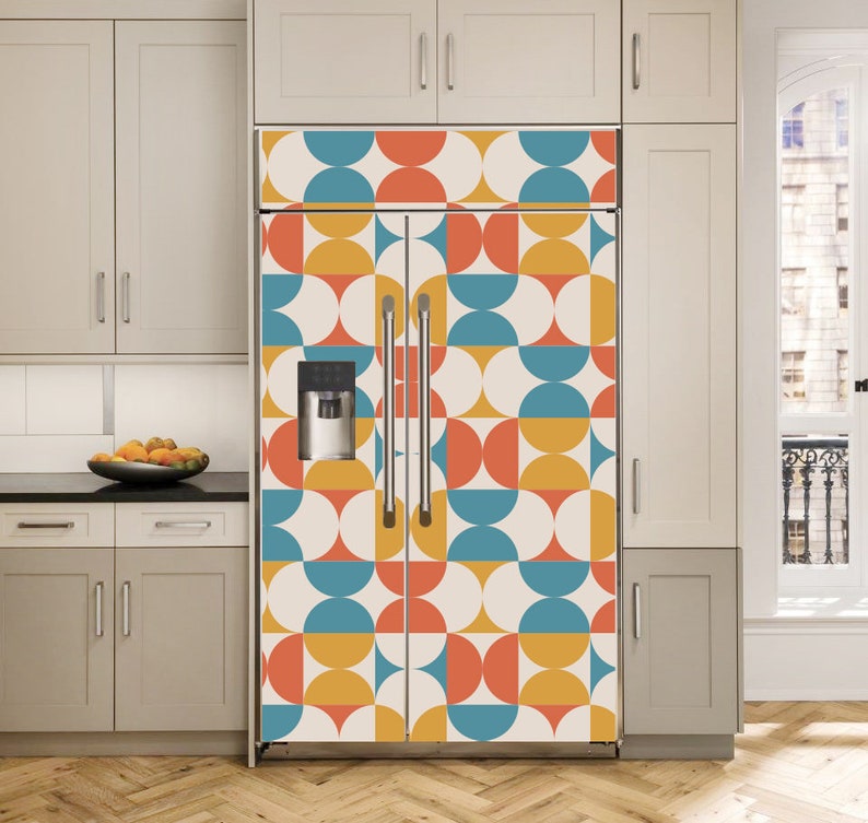 Geometric Retro Fridge Wrap Refrigerator Wrap Side by Side - Etsy