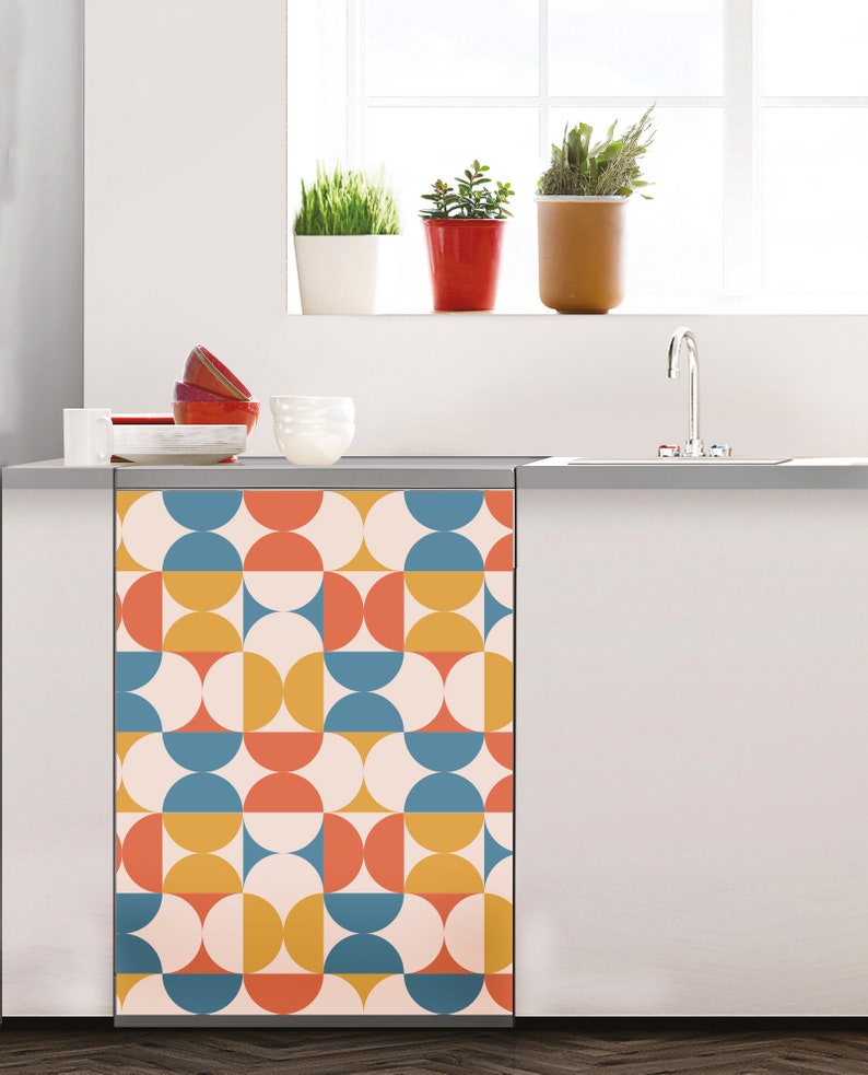 Geometric Retro Fridge Wrap Refrigerator Wrap Side by Side - Etsy