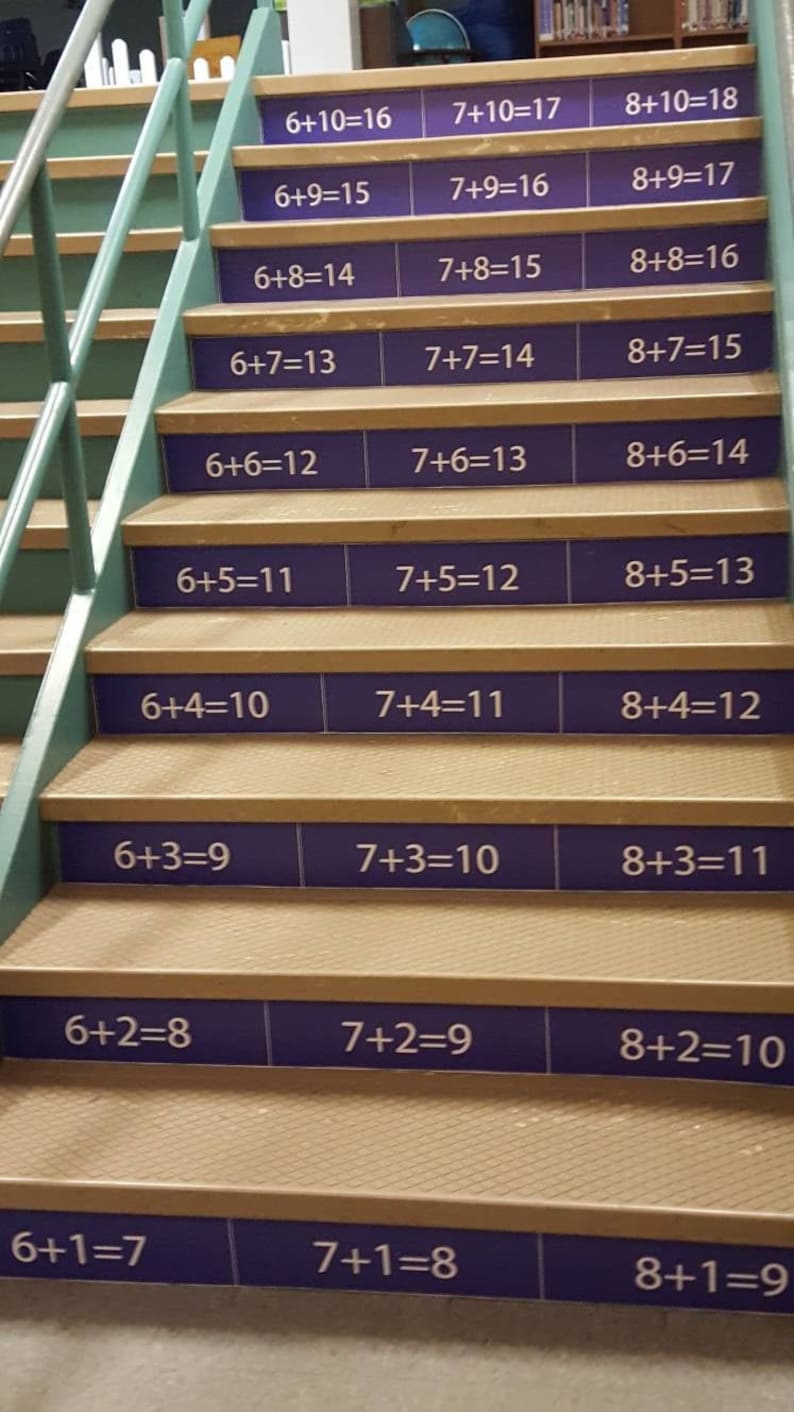 Math Stair Decal, Stair Decals School, Math Facts Multiplication, Stair ...