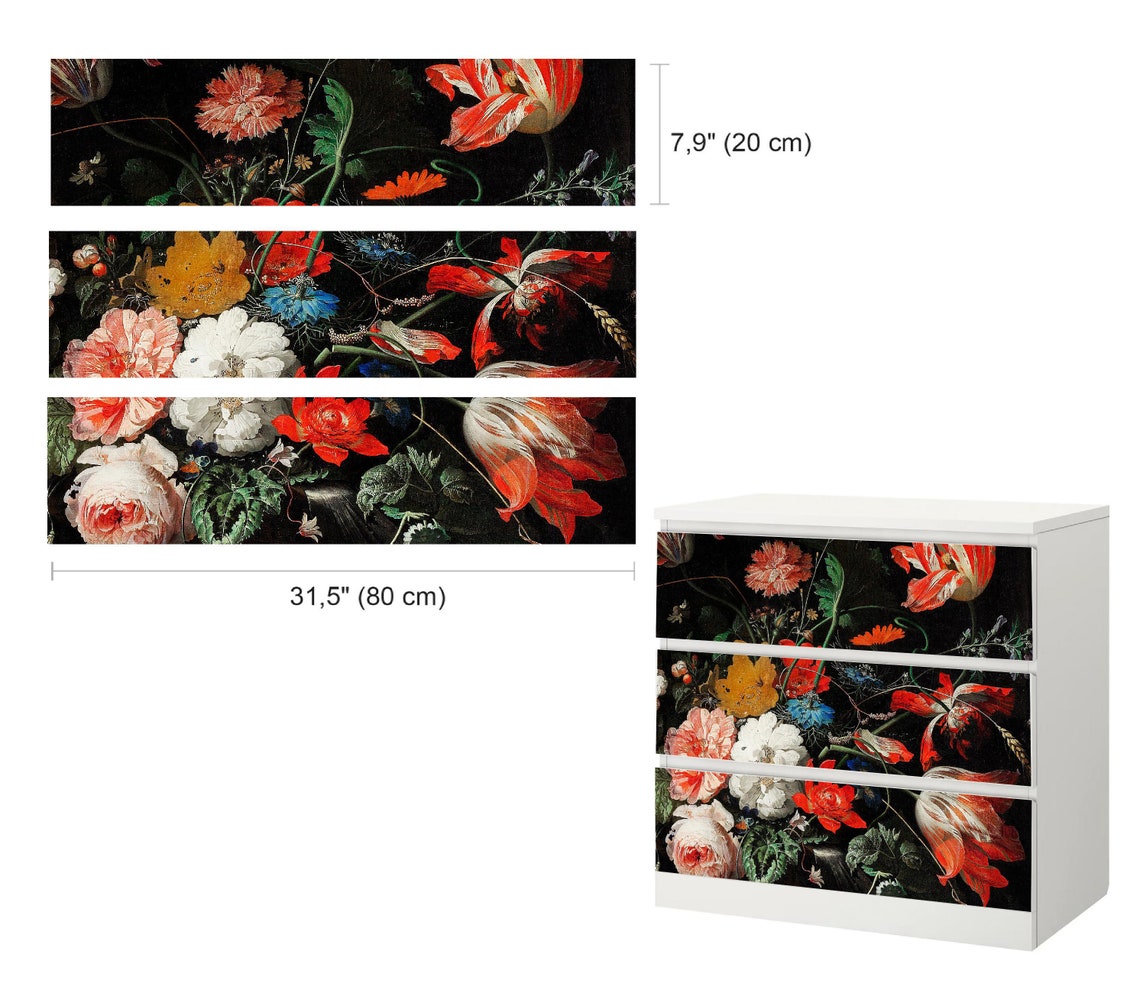 IKEA Malm Dresser Decal, Ikea Dresser Stickers, Malm wrap, Malm contact ...