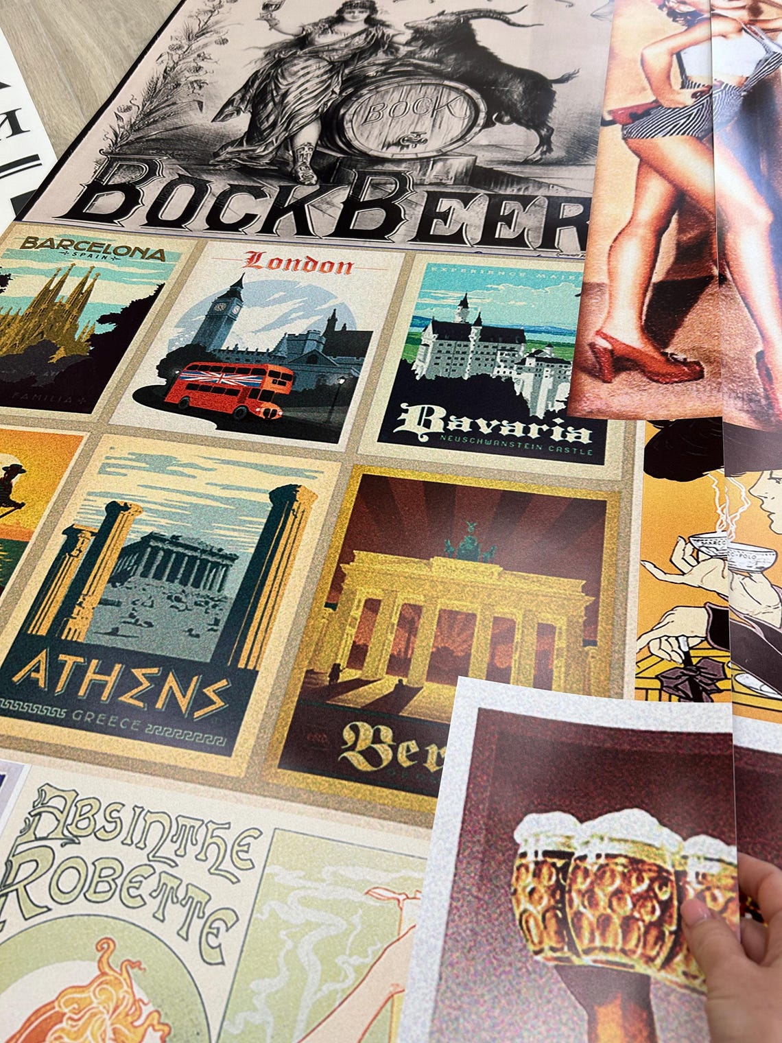 Vintage Wallpaper Vinyl Peel & Stick, Retro Posters Wallpaper for ...
