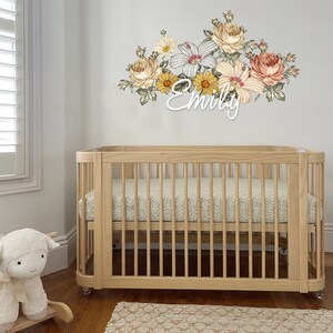 Boho Floral Wall Decals Nursery, Flower Wall Decals Vintage Retro, Boho ...