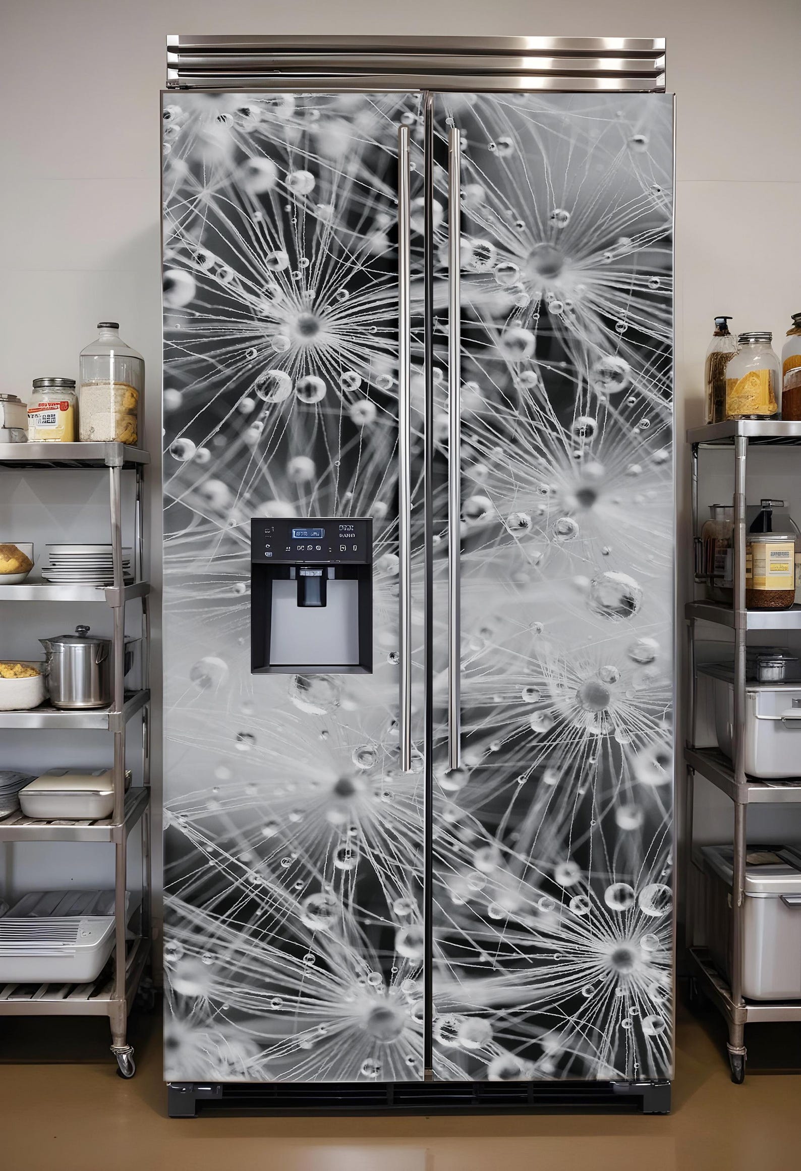 Fridge Wrap Water Drops Gray, Refrigerator Wrap Side by Side, Top ...
