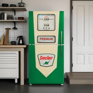 Retro Gas Pump Fridge Wrap, Refrigerator Wrap Vintage Sinclair Dino Old ...