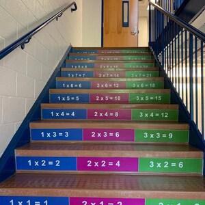 Staircase Decals Math, Stair Riser Decals, Math Facts Multiplication ...